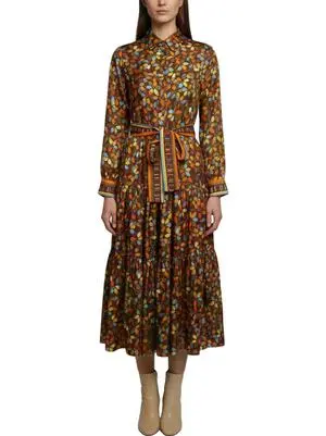 Carolina Herrera Floral-print Flared Midi Dress - Brown