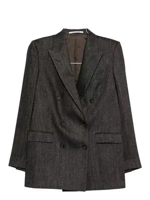 Tagliatore Herringbone Double-breasted Blazer - Brown