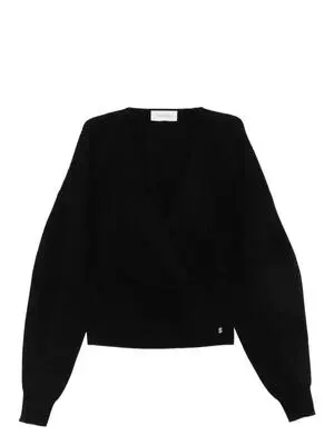 Sportmax Ribbed Wrap-style Sweater - Black