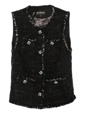 MINIME Tweed-effect Button-up Gilet - Black