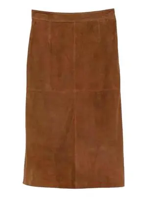 Marella Suede Midi Skirt - Brown