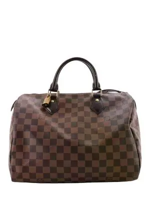 LOUIS VUITTON Speedy Handbag Damier 30 Satchel - Brown