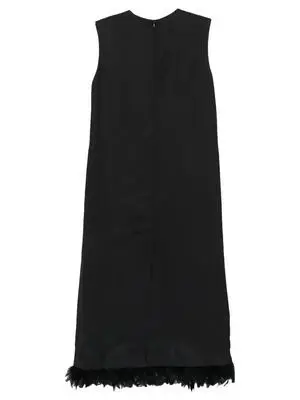 Plan C Feather-trim Sleeveless Maxi Dress - Black