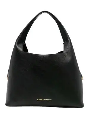 Elisabetta Franchi Grained-Effect Zip-Detail Shoulder Bag Black