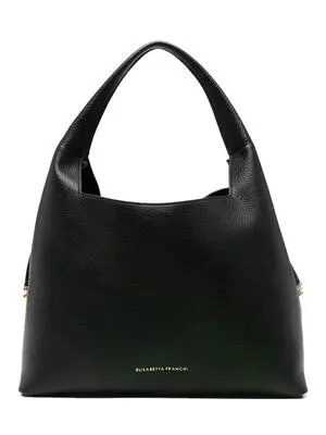 Elisabetta Franchi Grained-Effect Zip-Detail Shoulder Bag Black