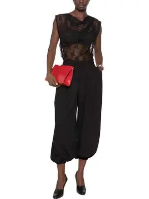 Imperial Draped Lace Blouse Black