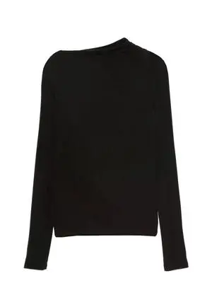 Imperial Draped Long-sleeve Top - Black
