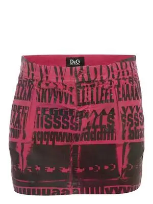 DOLCE & GABBANA Dolce & Gabbana Printed Pleated Corduroy Mini Skirt