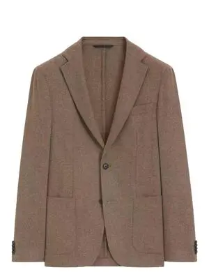 BOSS Slim-fit Blazer In Washable Performance-stretch Flannel - Brown