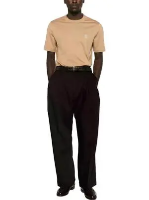 Brunello Cucinelli Embroidered-logo T-shirt - Neutrals