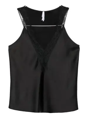 Imperial Lace-trim Camisole Top - Black