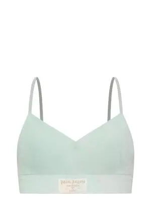 Palm Angels Logo-patch Ribbed Bras - Green