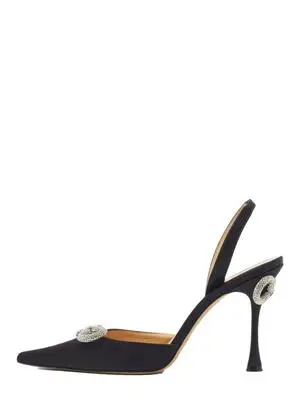 MACH & MACH MACH & MACH Satin Crystal Double Bow Slingback Pumps