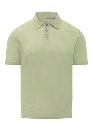 AMARANTO Short-sleeve Knit Polo Shirt - Green