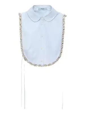Prada Embroidered Poplin Tie Vest - Blue