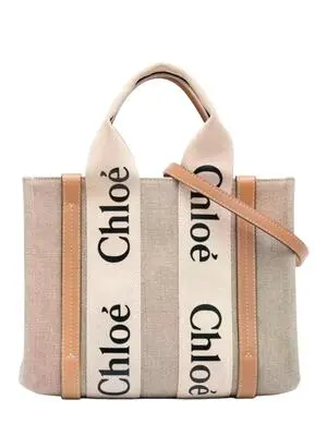 Chloé Chloé Canvas Woody Satchel Neutrals