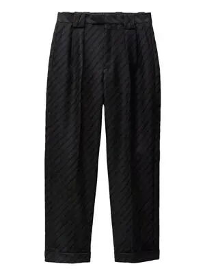 Versace Pinstriped Wool Trousers - Black