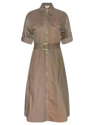 L'Agence L'Agence Callen Belted Midi Dress Brown