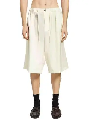 ROSE BURRITO Virgin Wool Wide Leg Shorts - Neutrals