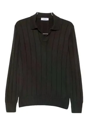 GRAN SASSO Ribbed Polo-collar Sweater - Brown