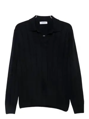 GRAN SASSO Ribbed-knit Polo-collar Sweater - Blue