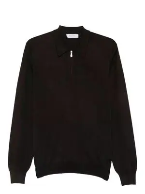 GRAN SASSO Quarter-zip Fine-knit Sweater - Brown