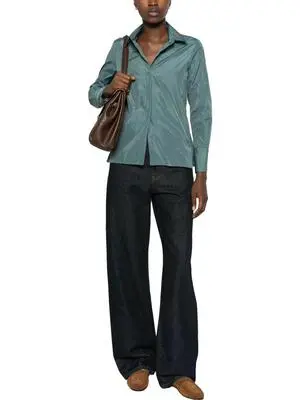 ROSSO 35 Concealed-placket Long-sleeve Shirt - Blue