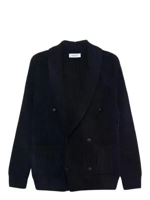GRAN SASSO Double-breasted Ribbed-knit Cardigan - Blue