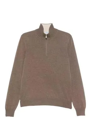 GRAN SASSO Gran Sasso Quarter-Zip Knitted Sweater Brown