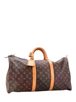 LOUIS VUITTON Monogram Canvas Keepall 50 Travel Bag - Brown