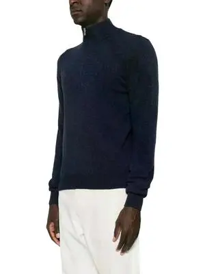 GRAN SASSO Quarter-zip Knitted Sweater - Blue