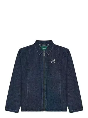 MALBON Malbon Golf Foreman Pinstriped Denim Jacket Blue