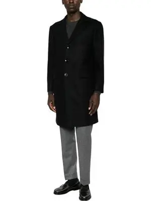 Kiton Single-breasted Cashmere Coat - Black