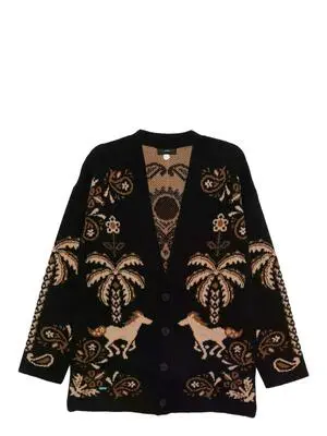 Alanui Intarsia-knit Cardigan - Black