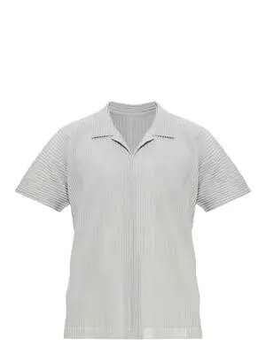 Issey Miyake Pleated Polo Shirt Grey
