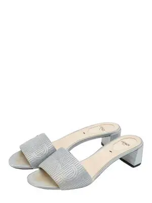 FENDI Fendi FF Logo-Embroidered Block-Heel Sandals