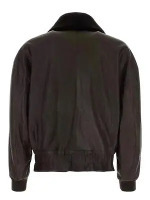 GIORGIO ARMANI Giorgio Armani Shearling-Collar Leather Jacket