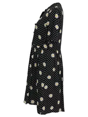 SAINT LAURENT Saint Laurent Daisy-Print Rhinestone-Button Mini Dress