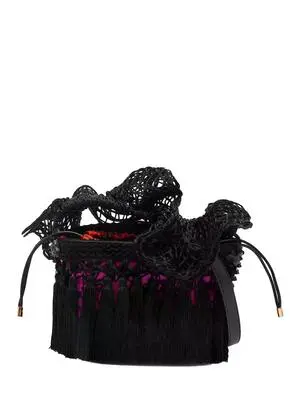 CHRISTIAN LOUBOUTIN Flamencaba Embroidered Bucket Bag - Black