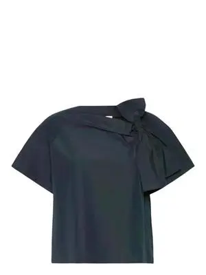 Max Mara Cotton-blend Taffeta Blouse Navy - Blue