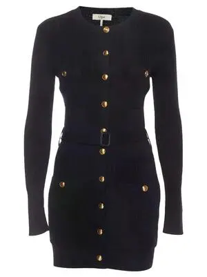 CHLOÉ Chloé Rib-Knit Belted Mini Dress