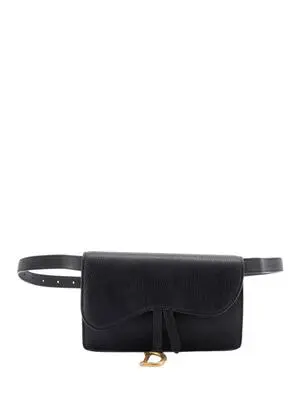 Dior Saddle Rectangular Leather Belt Bag - Black