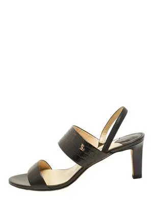 JIMMY CHOO Croc-effect Leather Sandals - Black