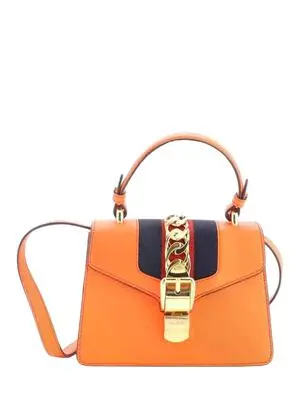 Gucci Leather Sylvie Top Handle Mini Satchel - Orange