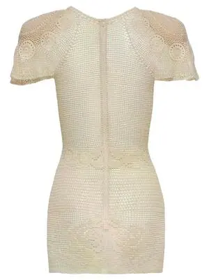 Magda Butrym Crochet Flared-sleeve Mini Dress - Neutrals