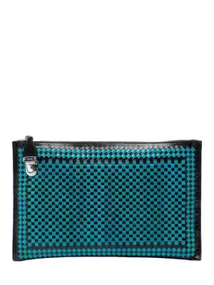 PRADA Prada Woven Goatskin Madras Zip Clutch Bag