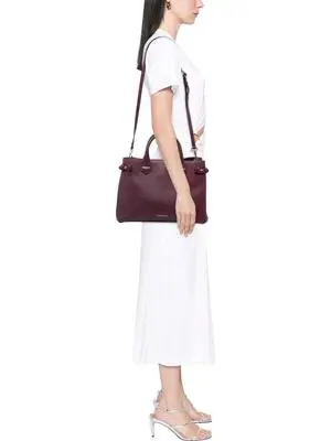 Burberry Medium Leather And House Check Banner Satchel - Red