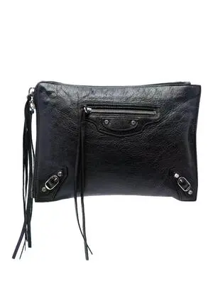 Balenciaga 2016 Lambskin Motocross Classic Flat Clutch Bag - Black