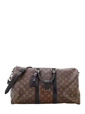 LOUIS VUITTON Keepall Bandoulière Macassar Monogram Canvas 45 Travel Bag - Black