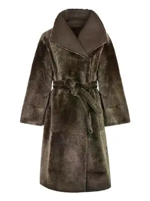 YVES SALOMON Reversible Lacon Shearling Coat - Brown